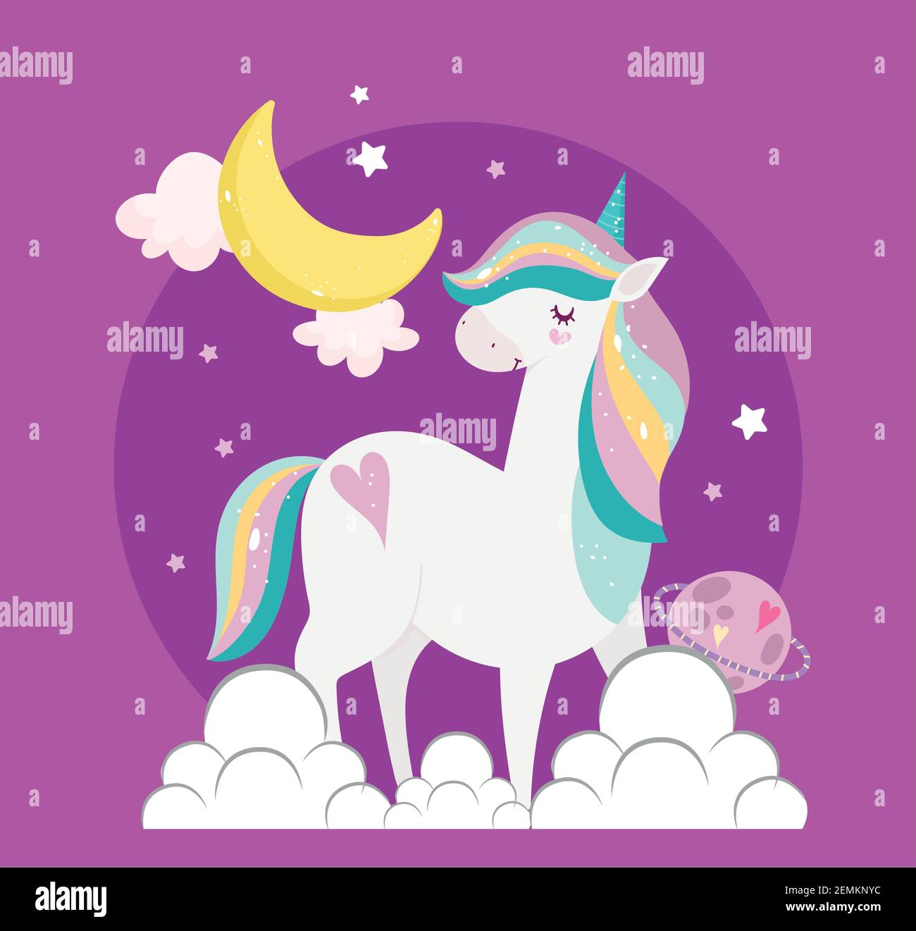 unicorn moon planet clouds fantasy Stock Vector Image & Art - Alamy