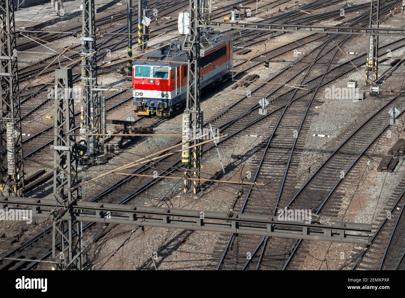 locomotive at the railway junction Stock Photo - Alamy