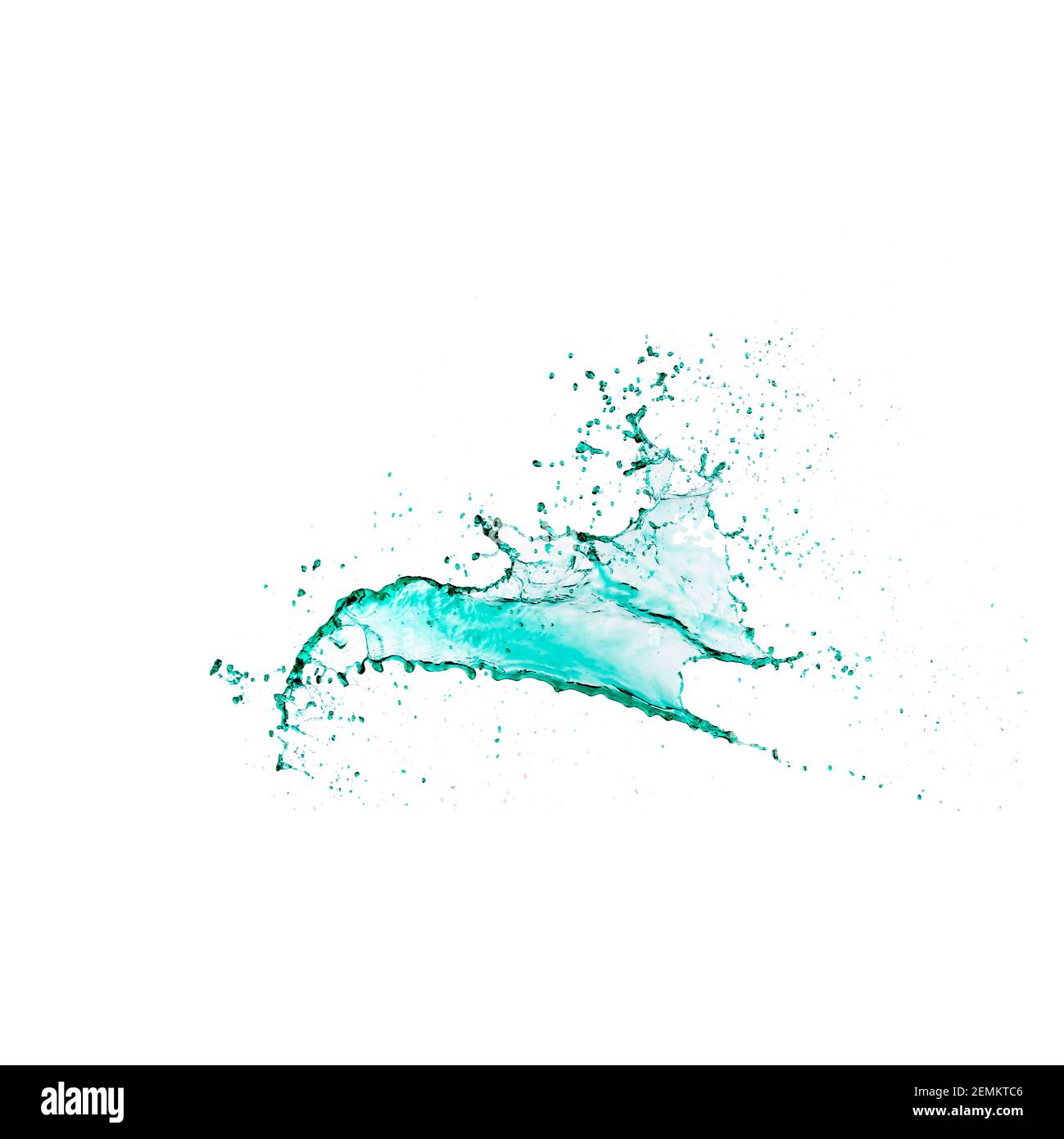 Liquid flying through the air turquoise Stock Photo - Alamy