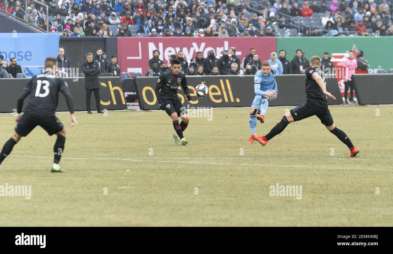 (3/10/2019) Alexander Ring (8) of NYCFC shoots on goal during MLS ...