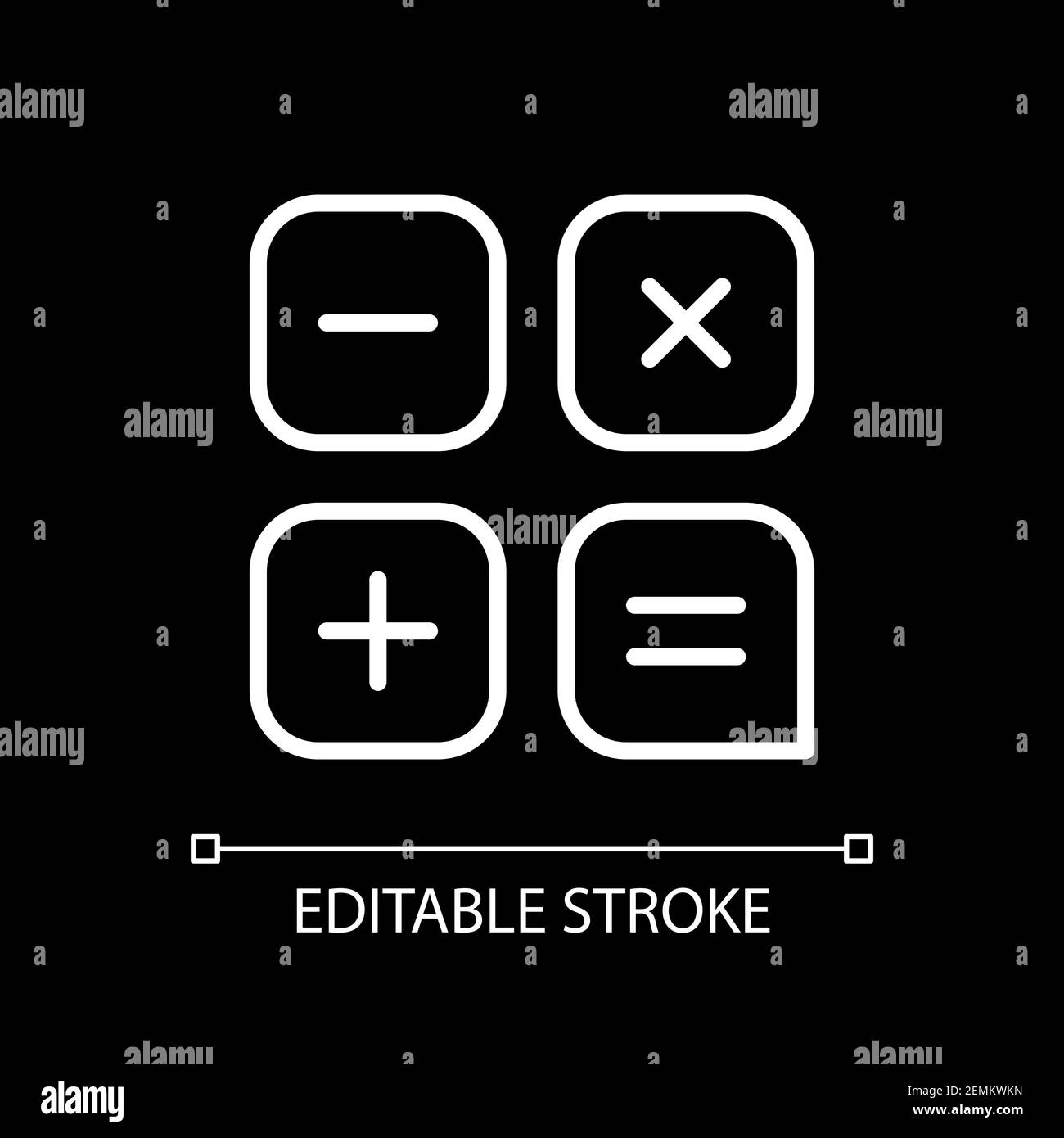 Calculator app white linear icon for dark theme Stock Vector Image ...