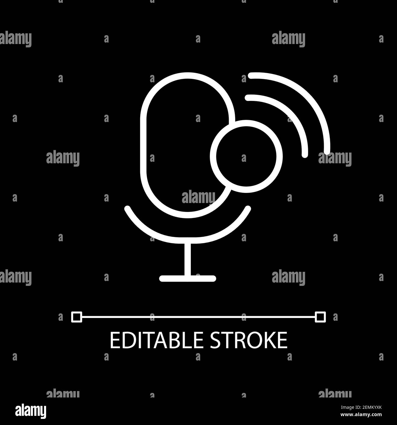 Voice assistant app white linear icon for dark theme Stock Vector Image ...