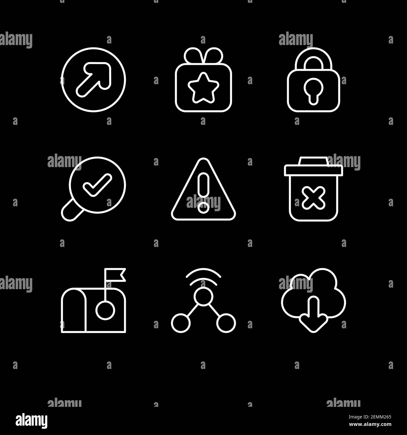 Interface elements white linear icons set for dark theme Stock Vector Image & Art - Alamy