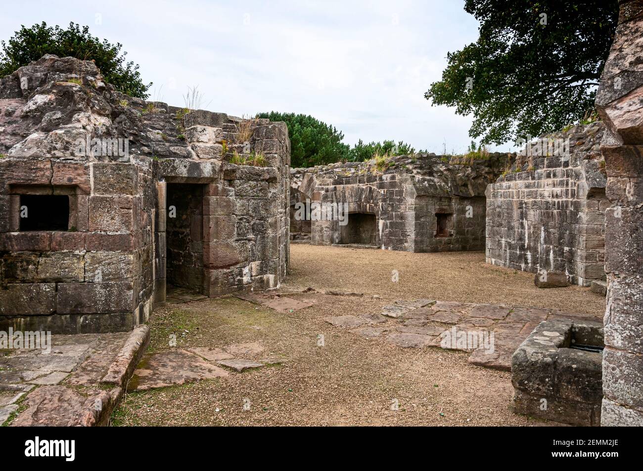 The ground floor ruins of Lord's Mount, a two storey circular stone ...