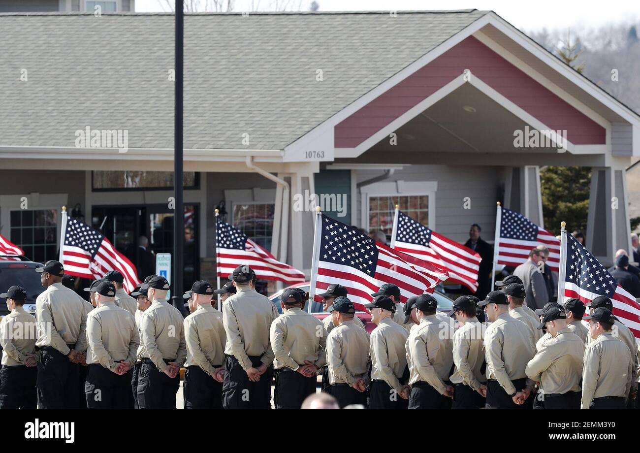 Police academy cadets arrive at DeFiore Funeral Home to attend the ...