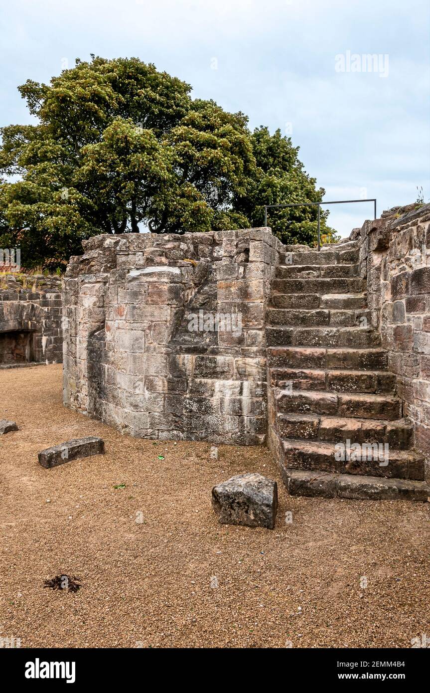 The ground floor ruins of Lord's Mount, a two storey circular stone ...