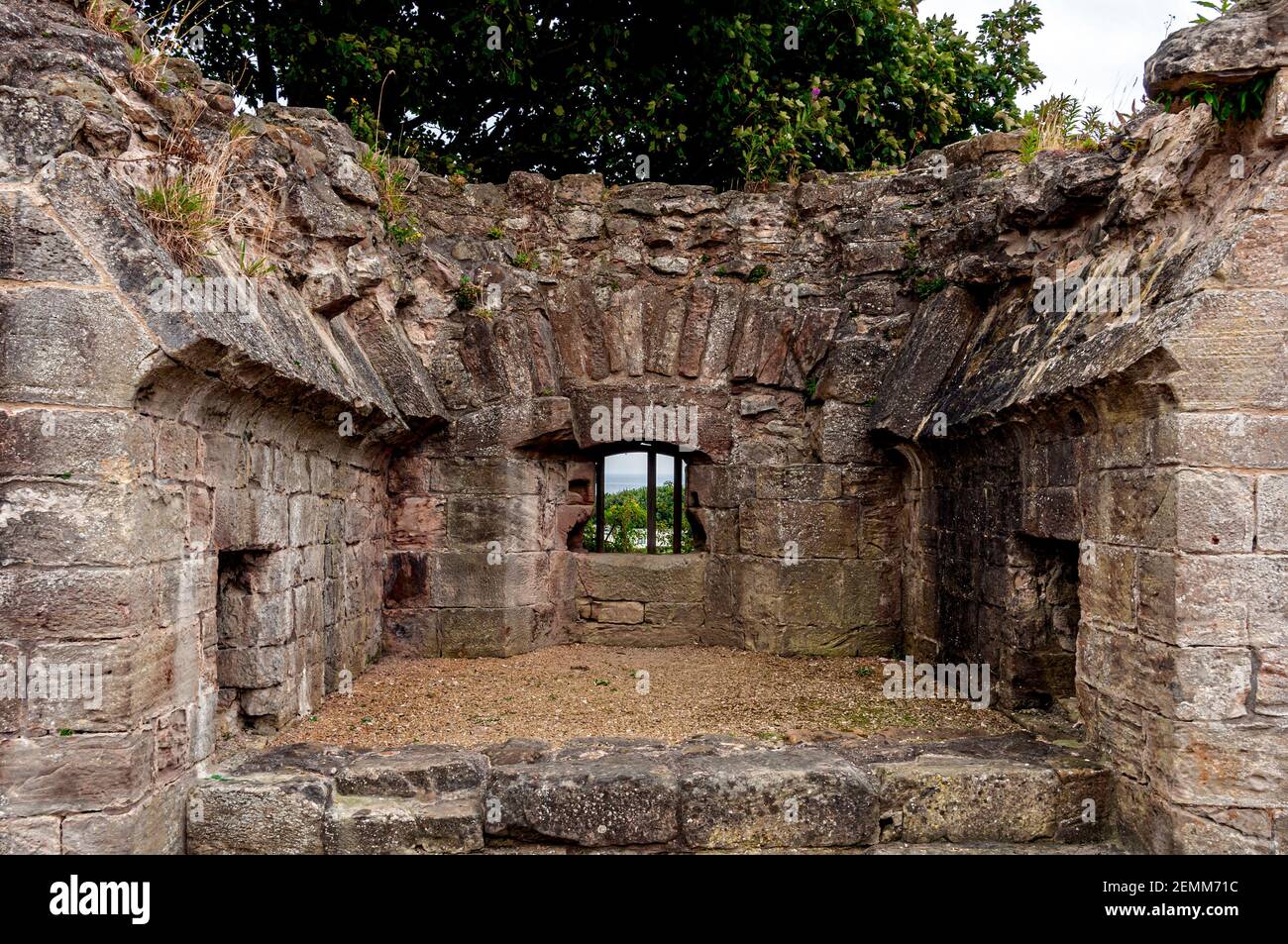 The ground floor ruins of Lord's Mount, a two storey circular stone ...