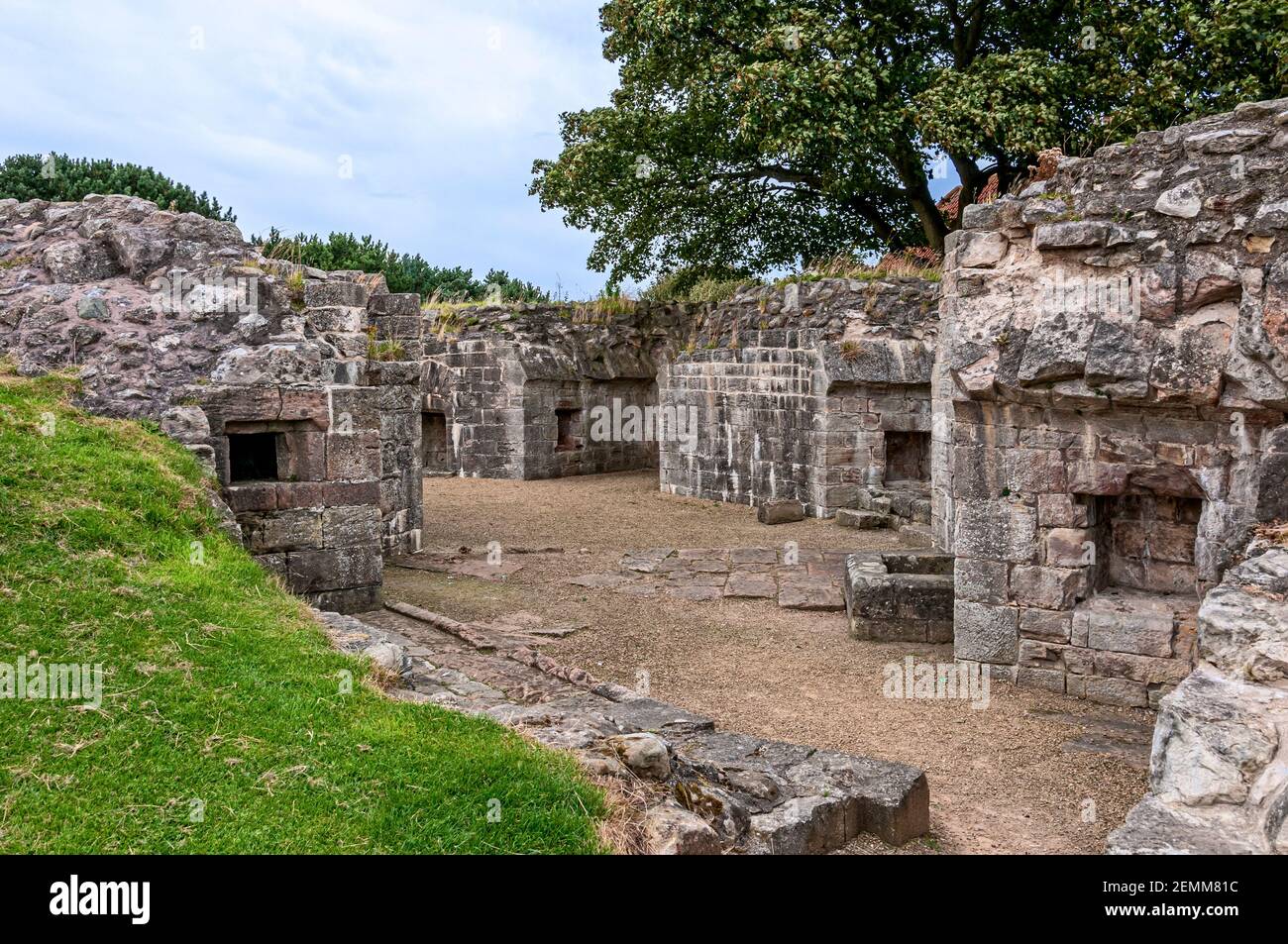 The ground floor ruins of Lord's Mount, a two storey circular stone ...