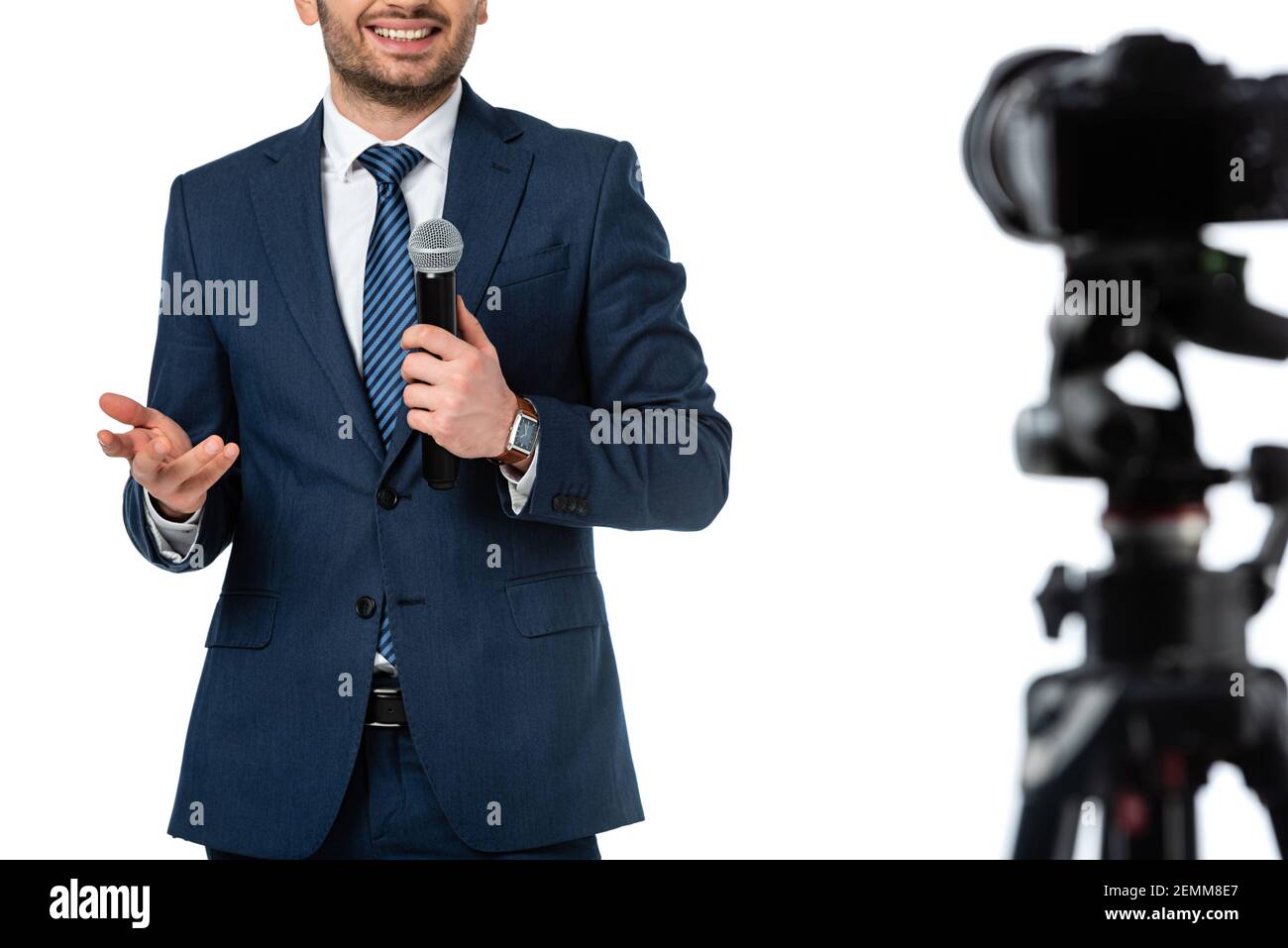 News anchor with microphone hi-res stock photography and images - Alamy