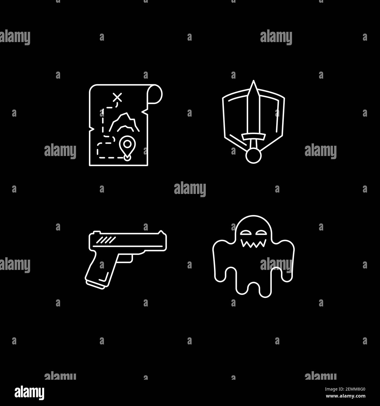 TV genres white linear icons set for dark theme Stock Vector Image ...