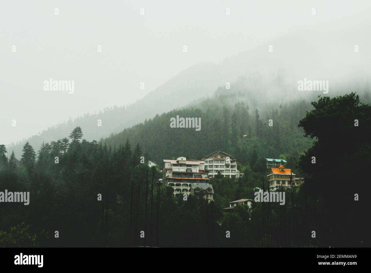 Beautiful landscape view of mountains and valley of Manali India Stock ...