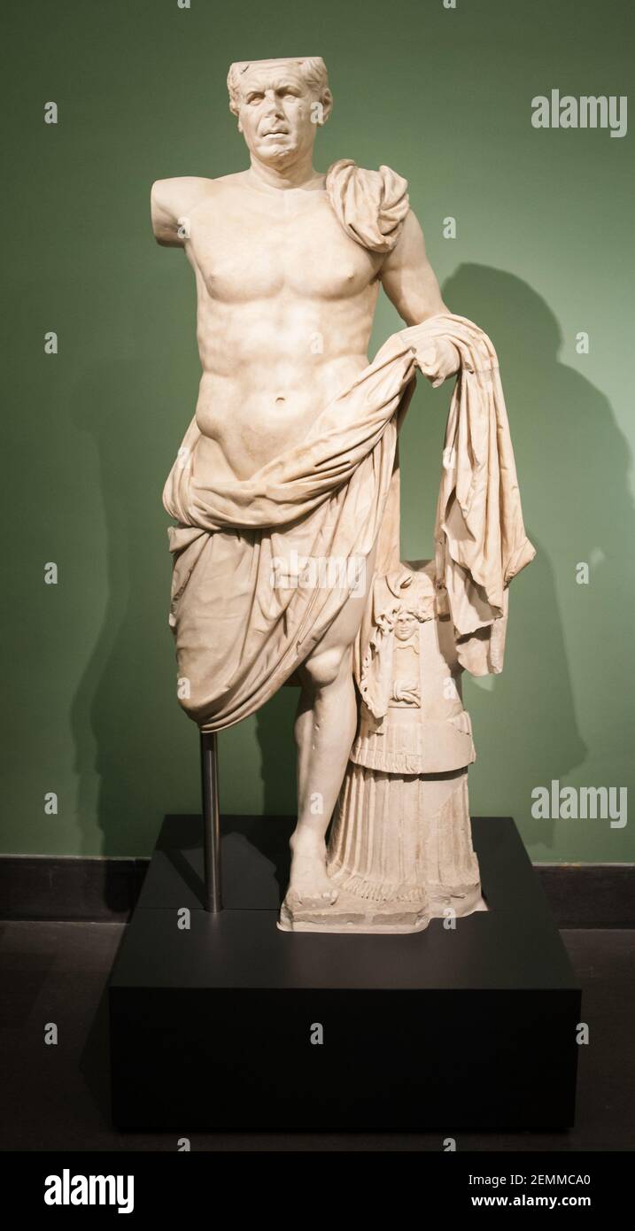 Rome, Italy C 02 05 2018: Statue of a Roman general in The National ...
