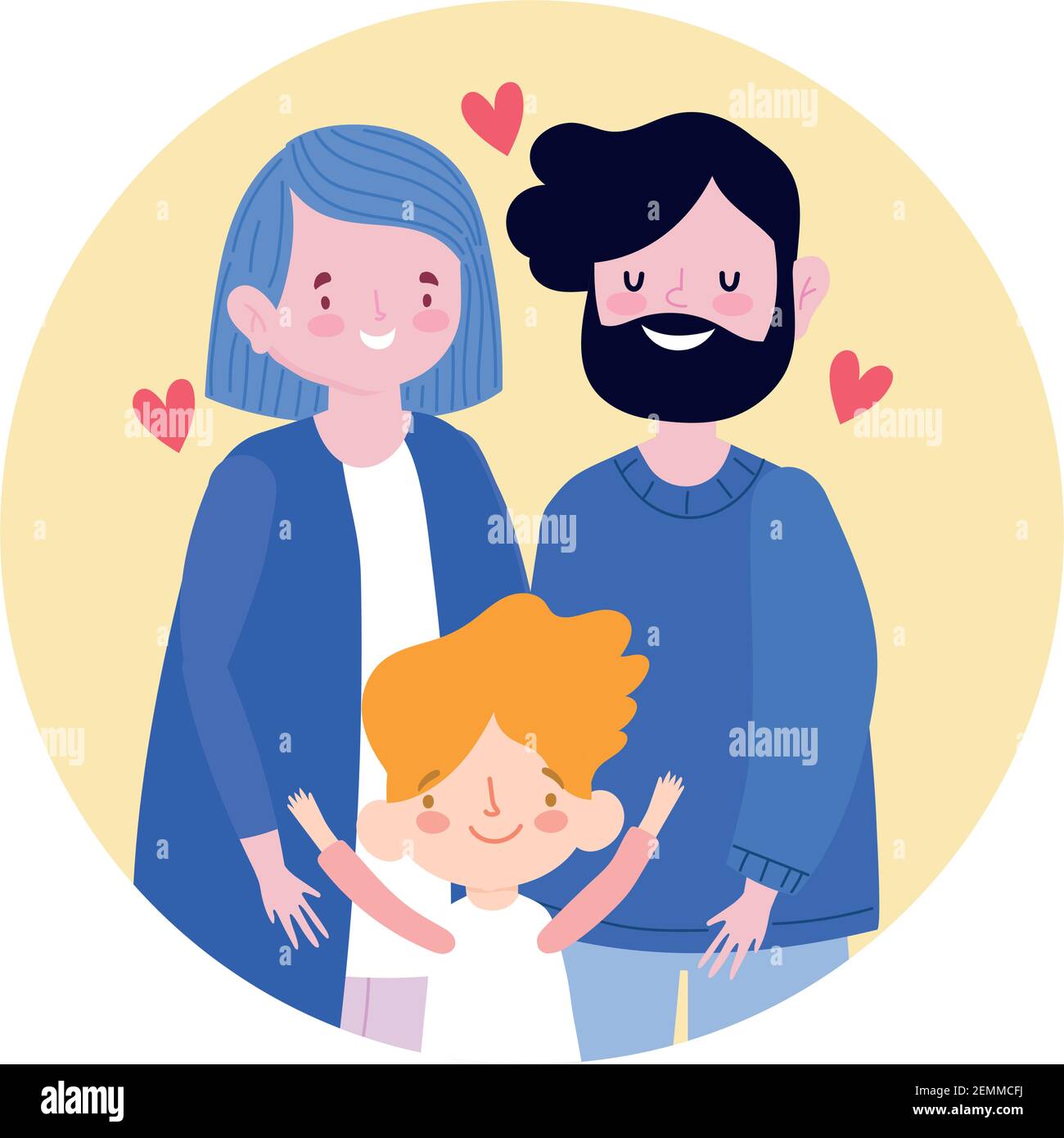 family parents son cartoon together Stock Vector Image & Art - Alamy