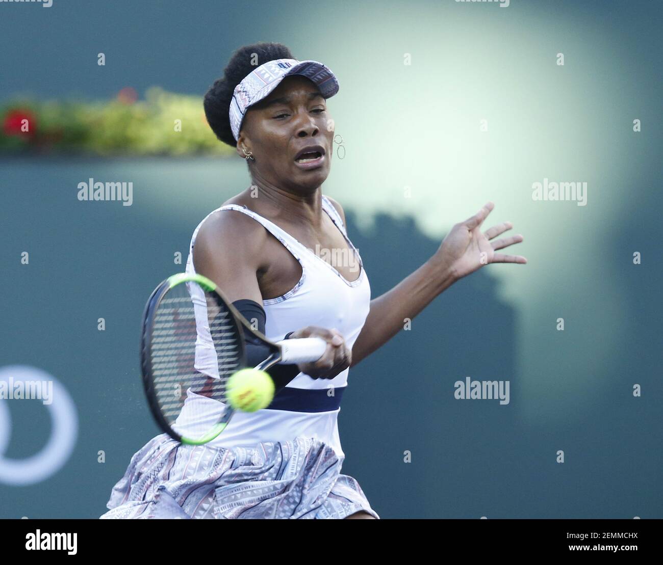 Venus Williams returns a shot against Angelique Kerber (GER) during ...
