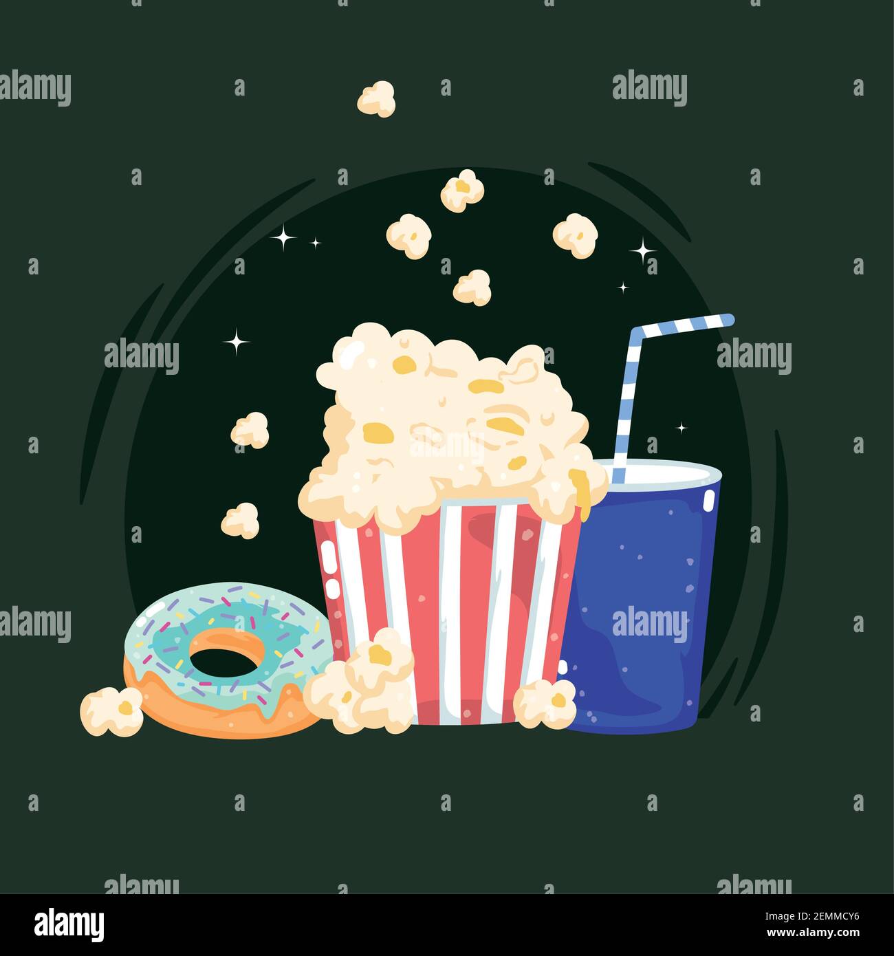 fast food popcorn donut soda Stock Vector Image & Art - Alamy