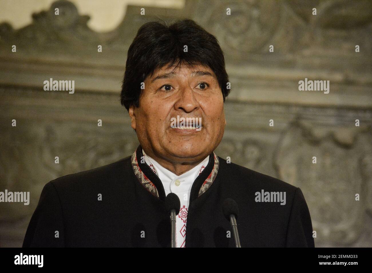 President of Bolivia, Evo Morales, seen making statements after the ...