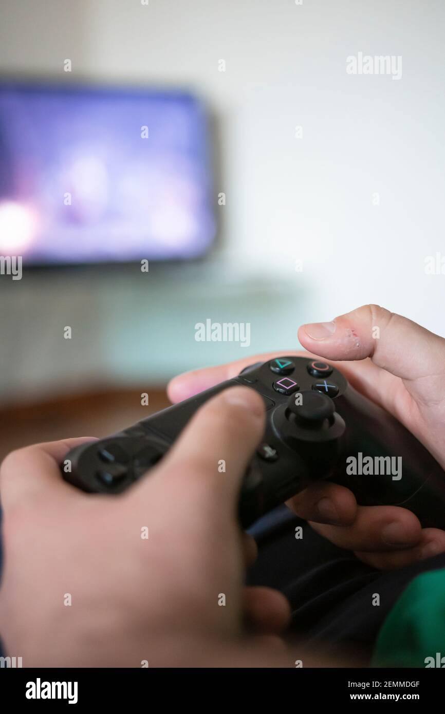 Man playing videogames Stock Photo - Alamy