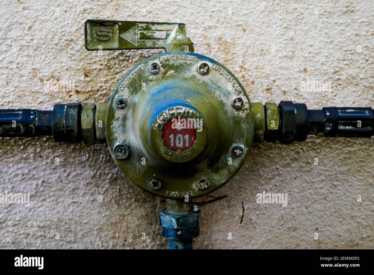 Tap on a gas pipe, France Stock Photo - Alamy