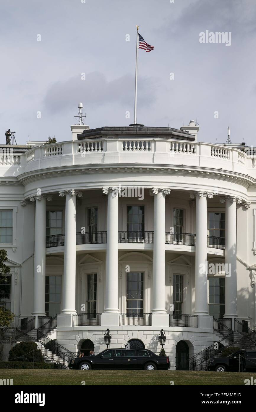 U.S. President Donald Trump's limousine, known as "The Beast," is ...