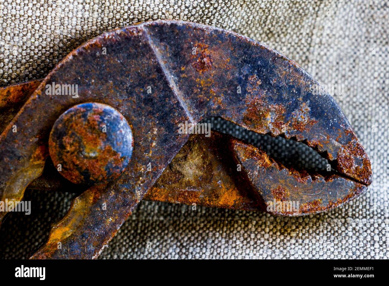 Rusted pipe wrench, old used tool, France Stock Photo - Alamy