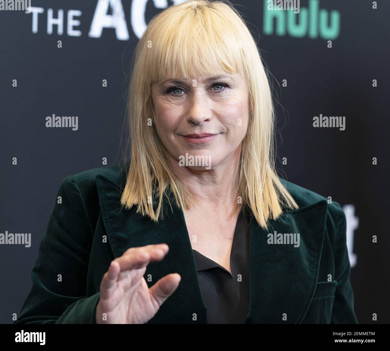 Patricia Arquette wearing suit by Bella Freud attends the premiere of ...
