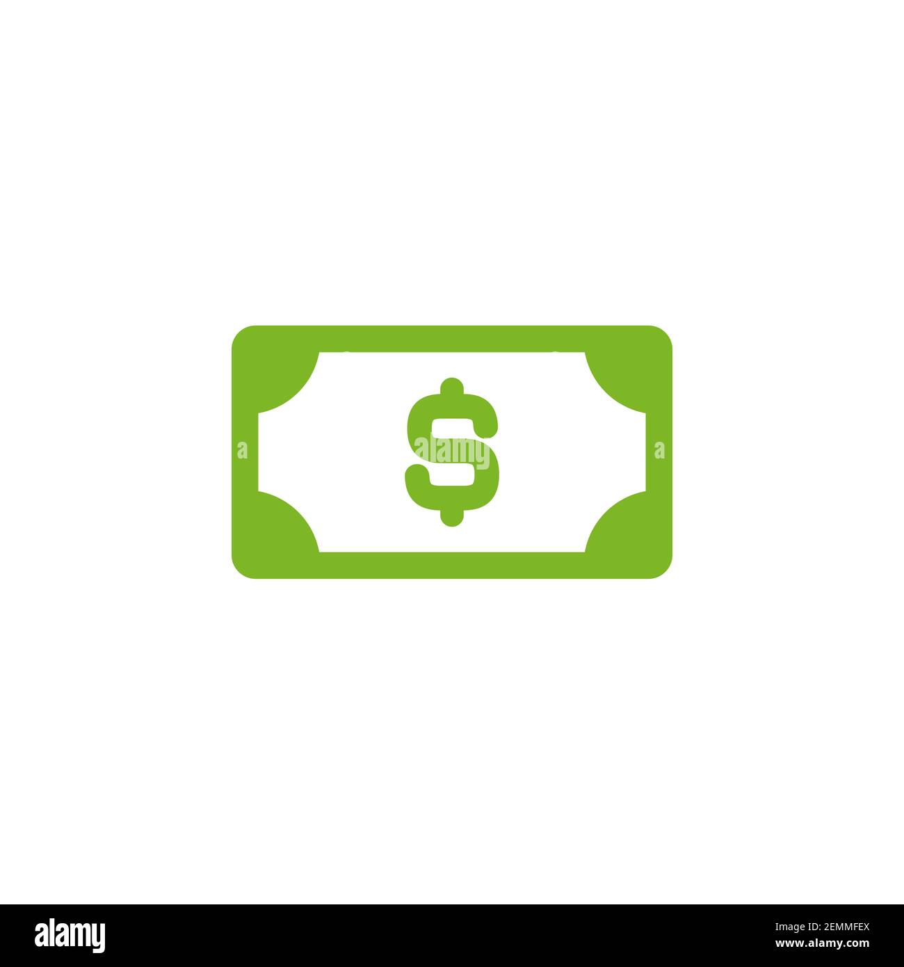 Green bank note with dollar sign. Flat icon isolated on white. Money ...