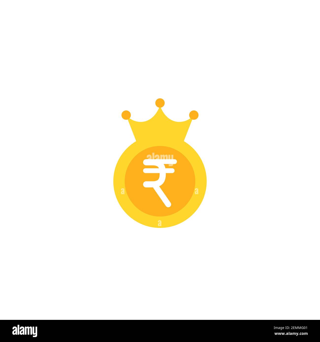 Gold rupee coin with royal crown. Flat icon isolated on white ...