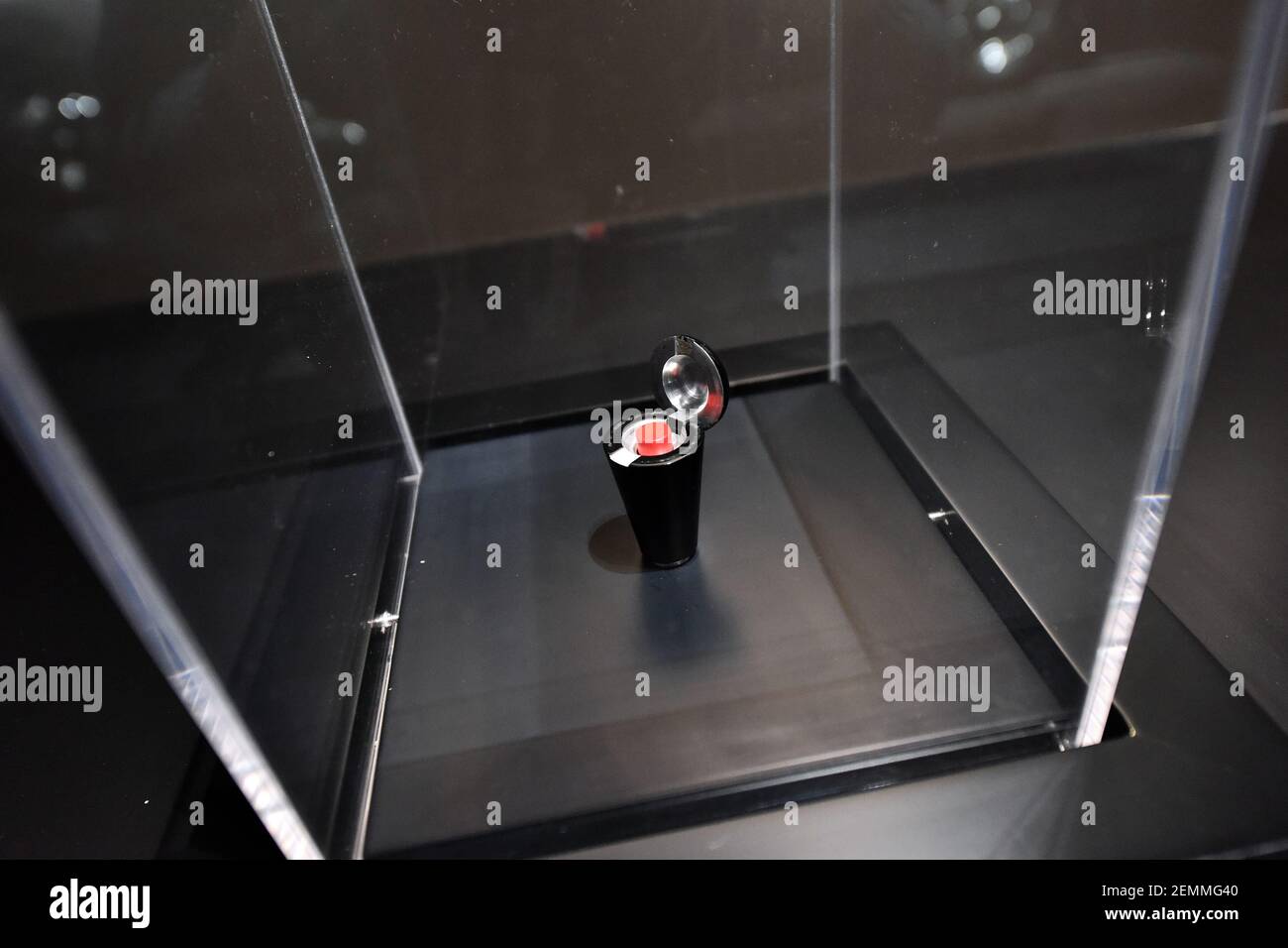 The "seat ejector" button movie prop on display at the 007 SpyScape ...