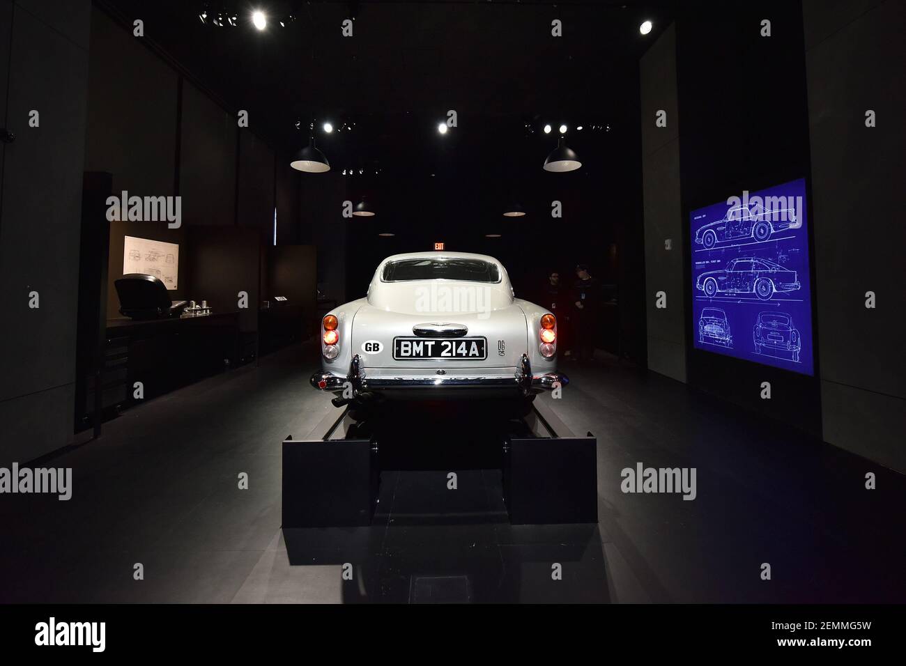 An Aston Martin DB5, famously used in the James Bond movies, on display ...