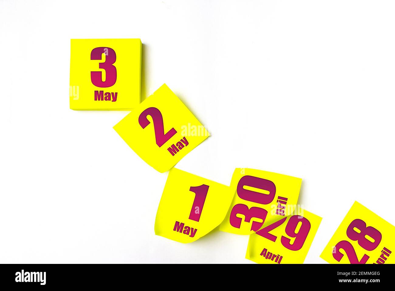 May 3rd. Day 3 of month, Calendar date. Many yellow sheet of the ...