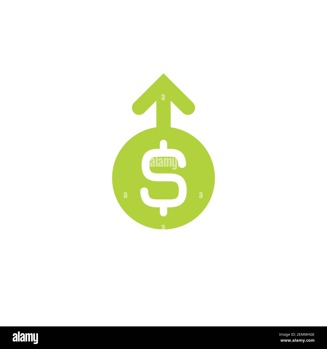 dollar growth vector icon. White dollar sign in green circle with arrow ...