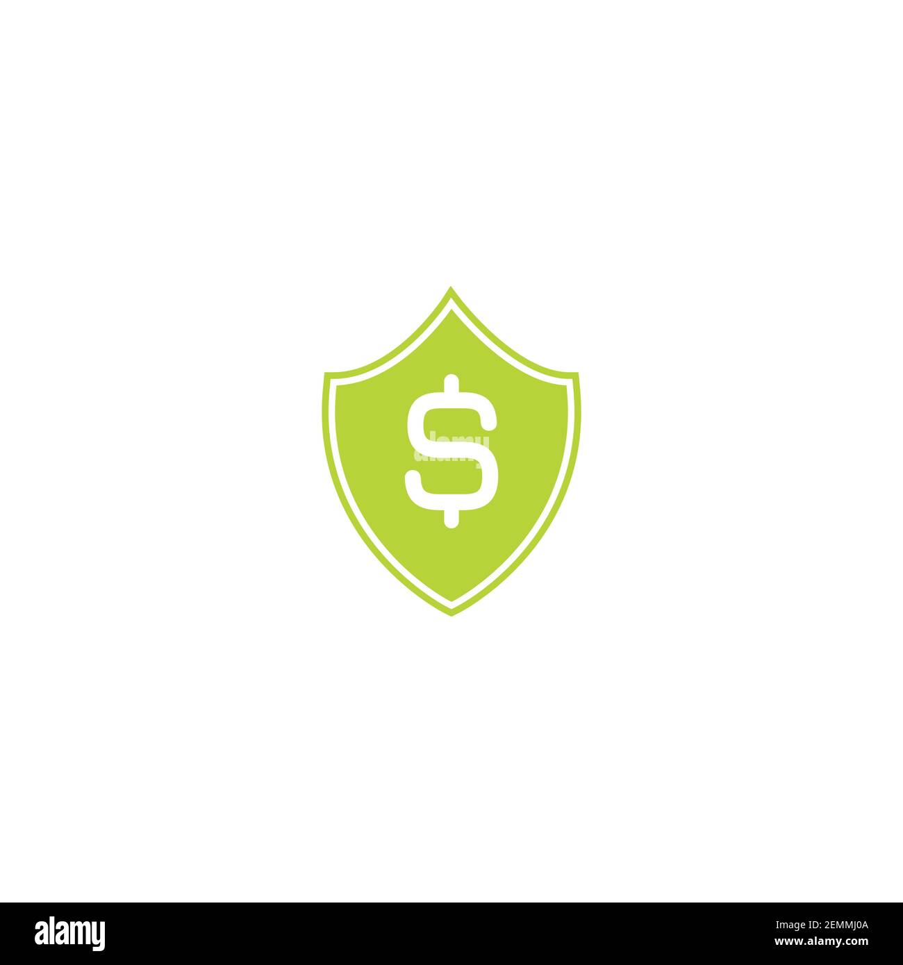 Green shield with euro sign. Protected euro, shield icon. Vector flat ...