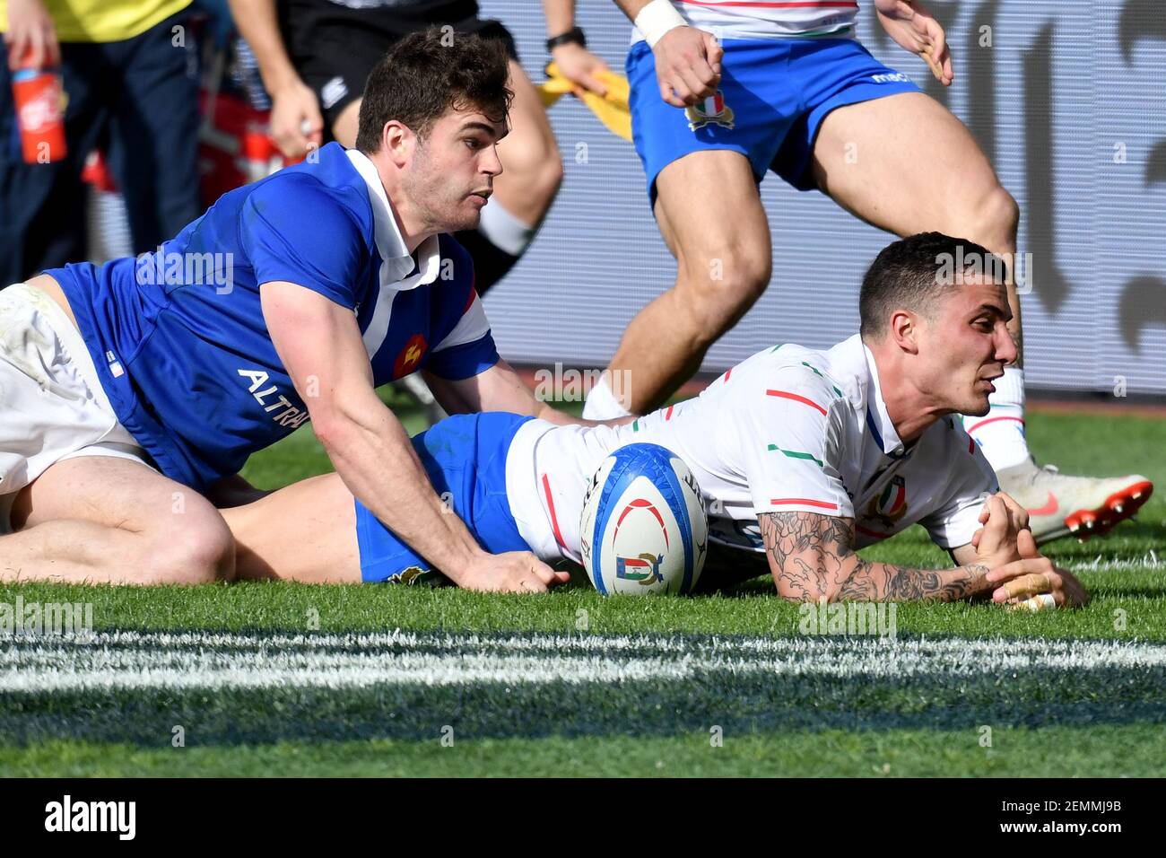 Try of Marco Zanon Italy Roma 16-03-2019 Stadio Olimpico Rugby Six ...
