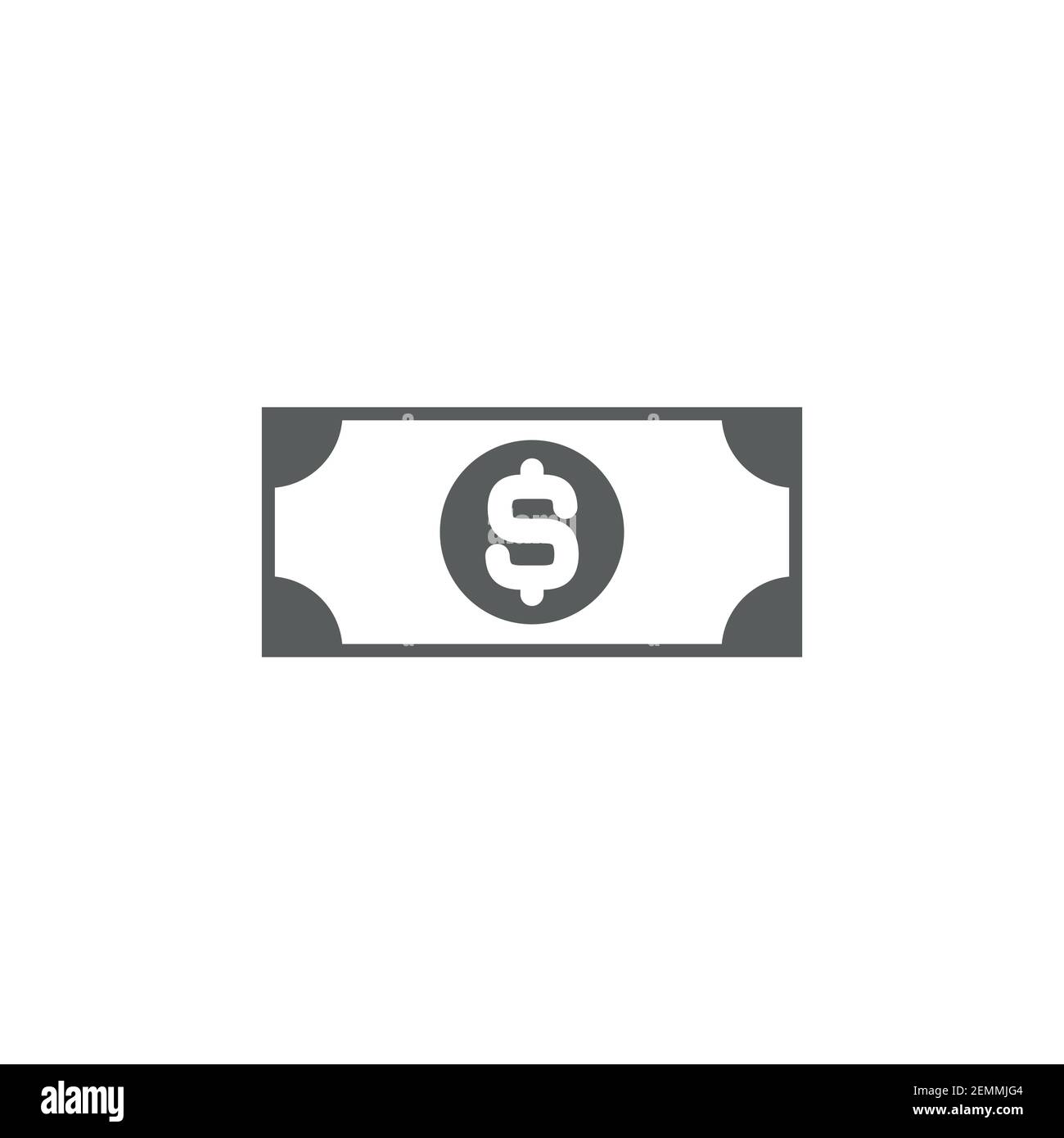 Black bank note with dollar sign. Flat icon isolated on white. Money ...