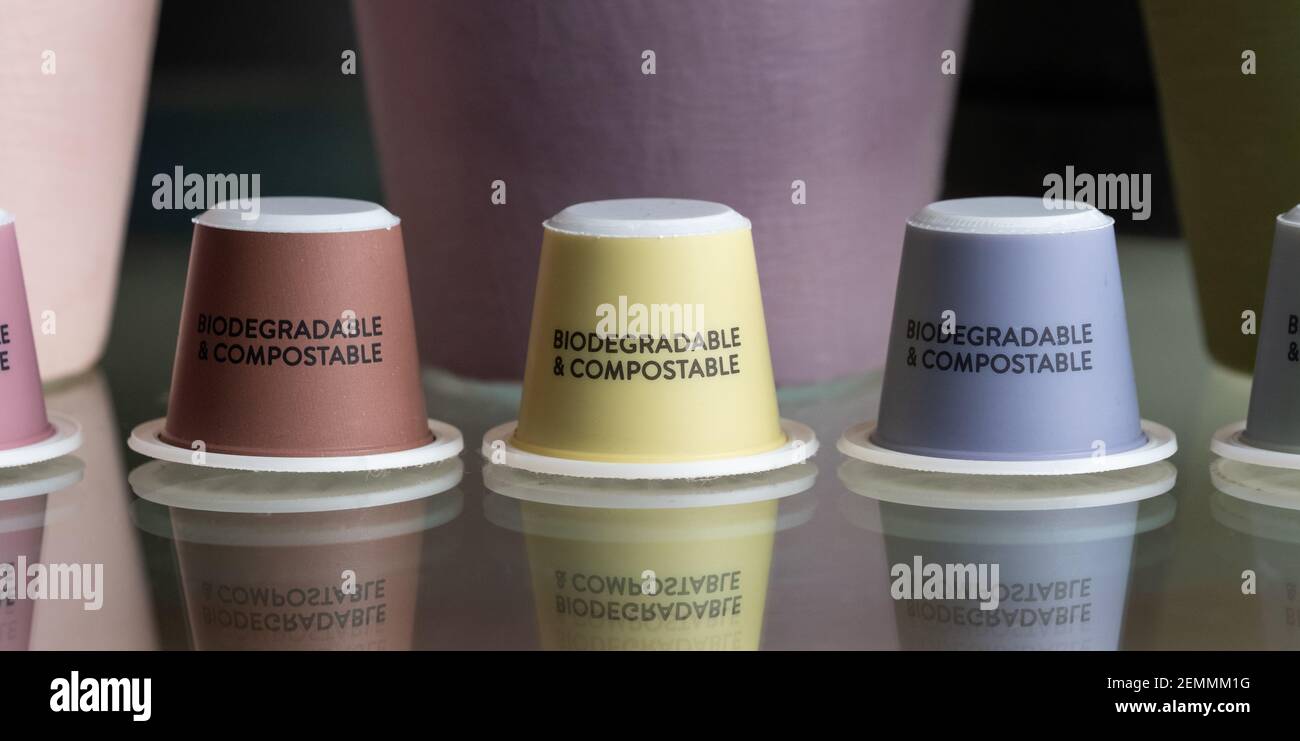 Colourful, sustainable eco friendly coffee capsules. The pods are ...