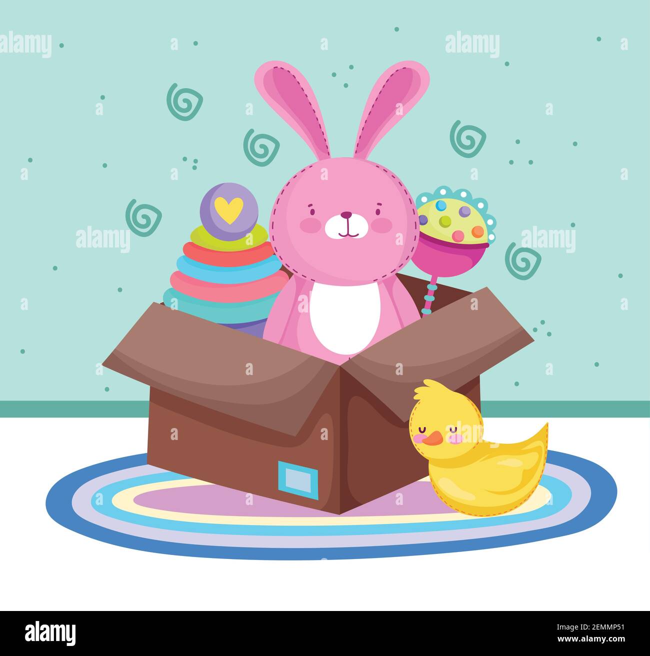 toys cardboard box rabbit duck Stock Vector Image & Art - Alamy