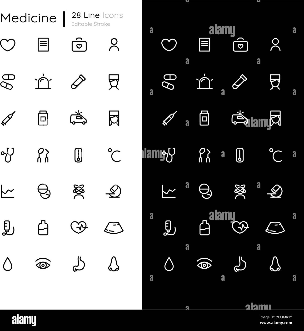 Medicine linear icons set for dark and light mode Stock Vector Image ...