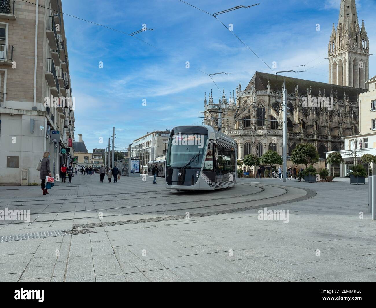 Train tramway modern buildings hi-res stock photography and images - Alamy