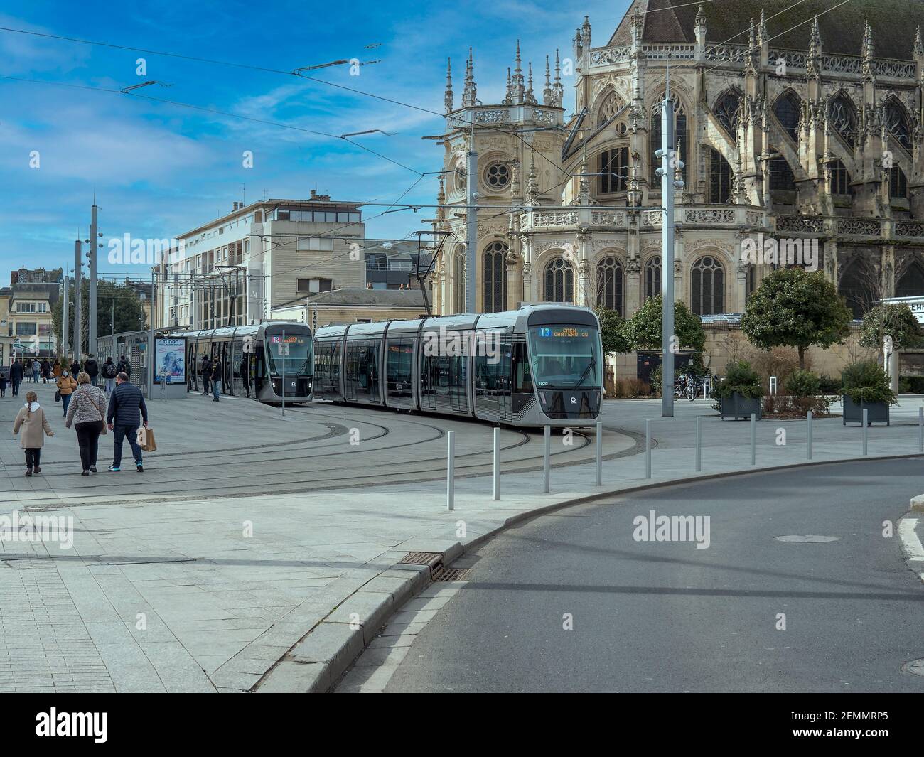 Train tramway modern buildings hi-res stock photography and images - Alamy