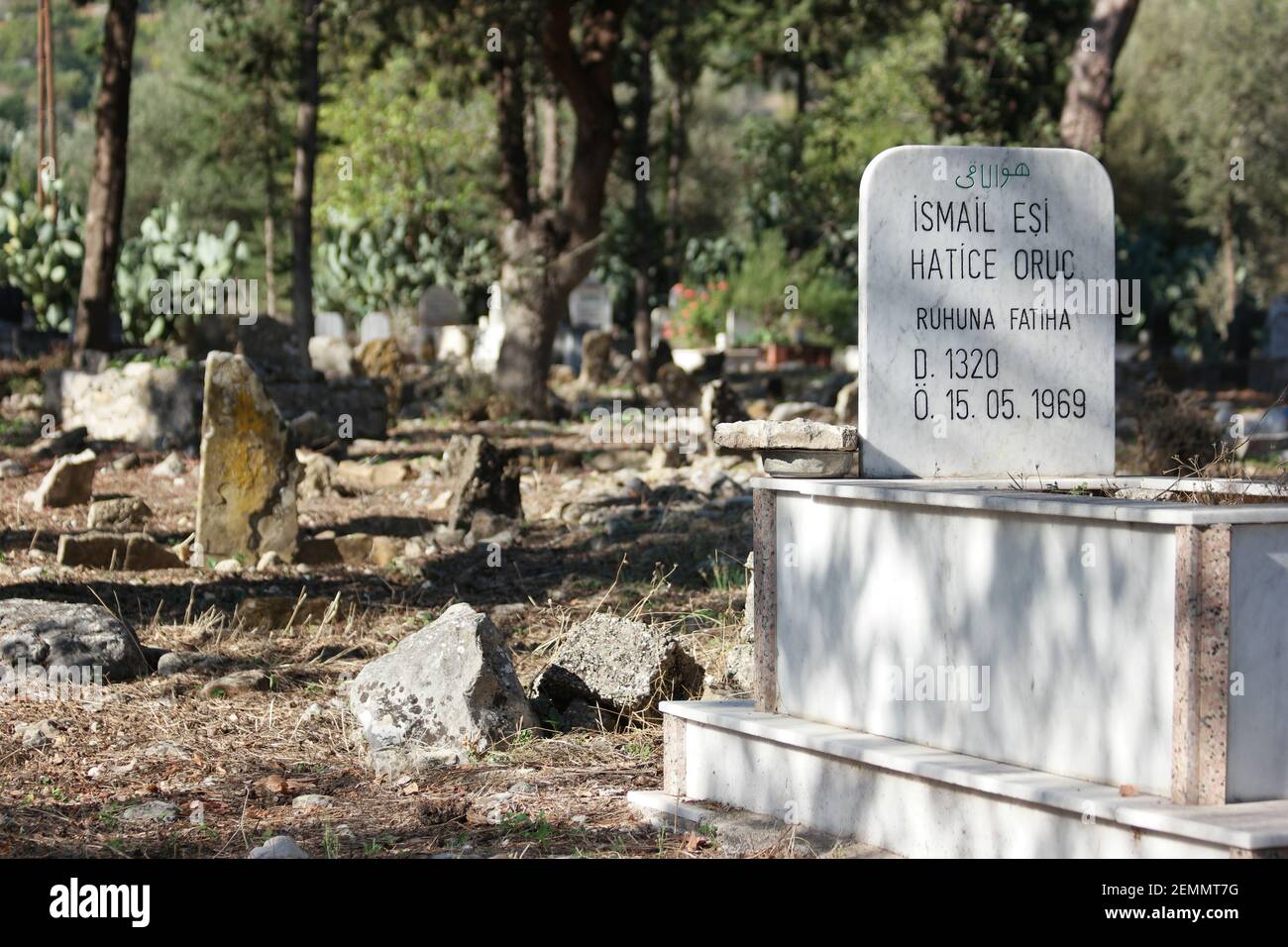 Gravestone in the muslim cemetery in Antalya, Turkey Stock Photo - Alamy