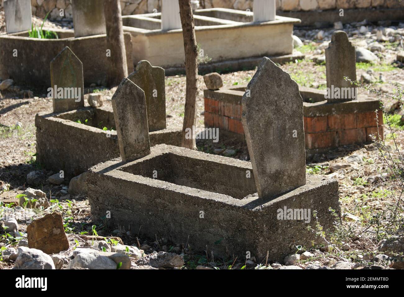 Islamic old gravestones in a cemetery Stock Photo - Alamy