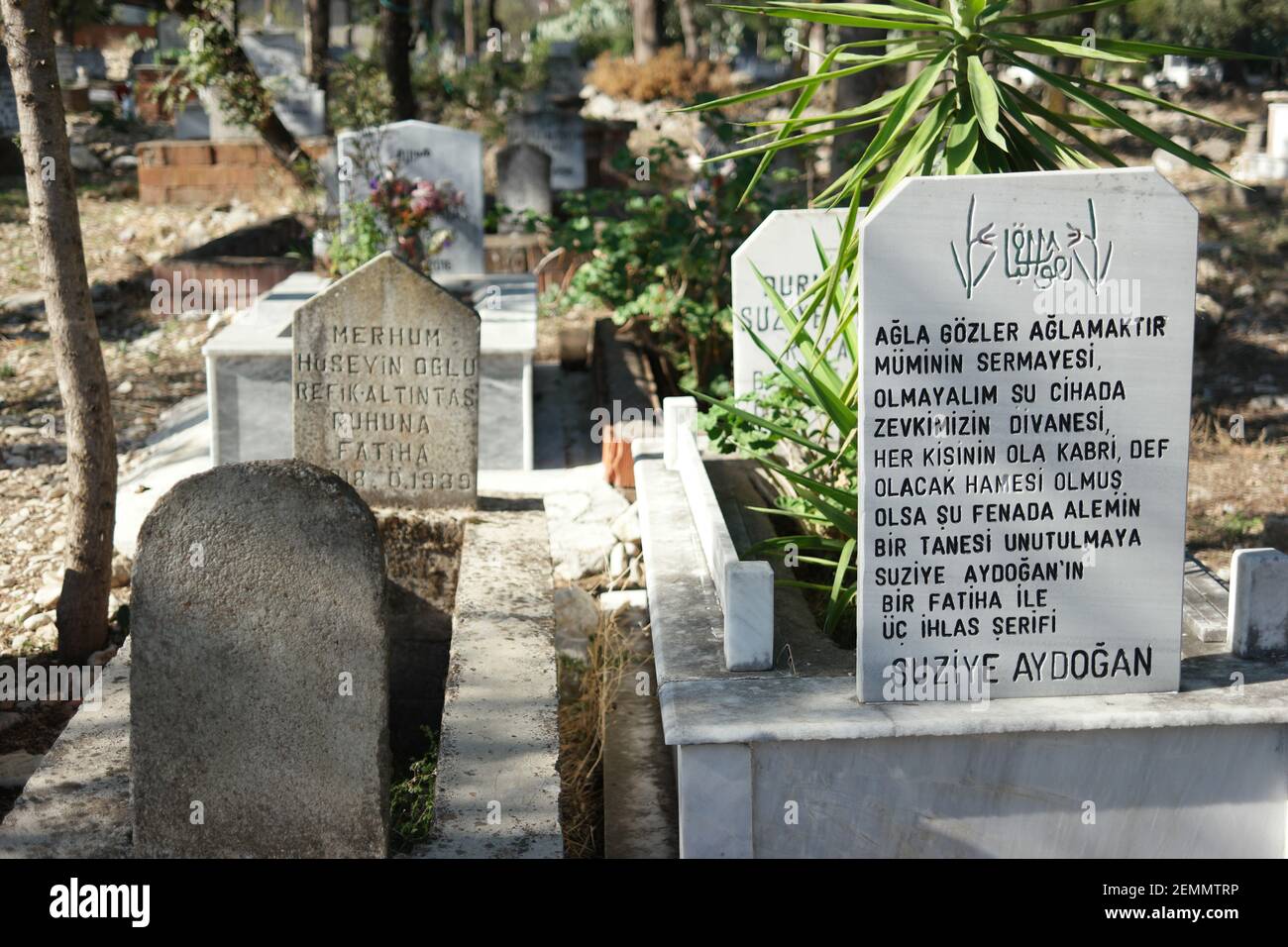 Tombstones at Muslim cemetery Stock Photo - Alamy