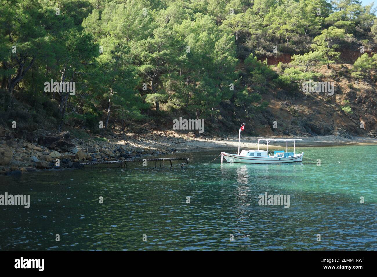 Boat on water with beautiful nature in the background Stock Photo - Alamy