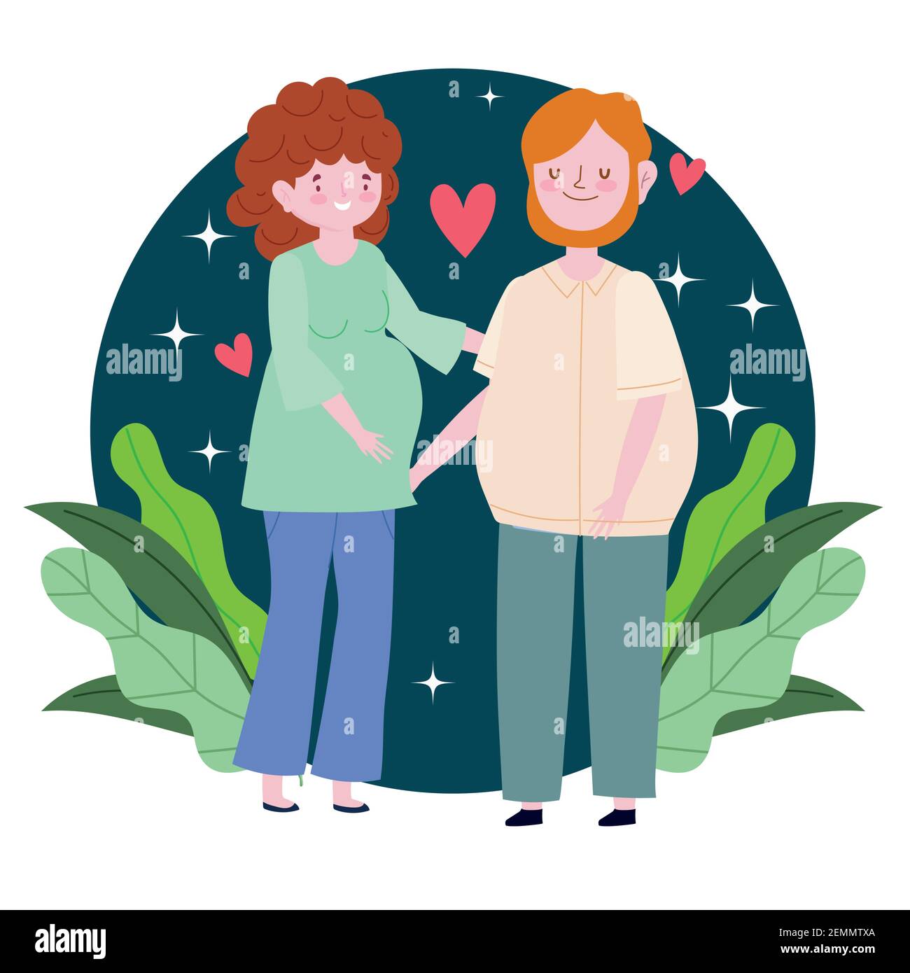 Pregnant woman wife husband Stock Vector Images - Alamy