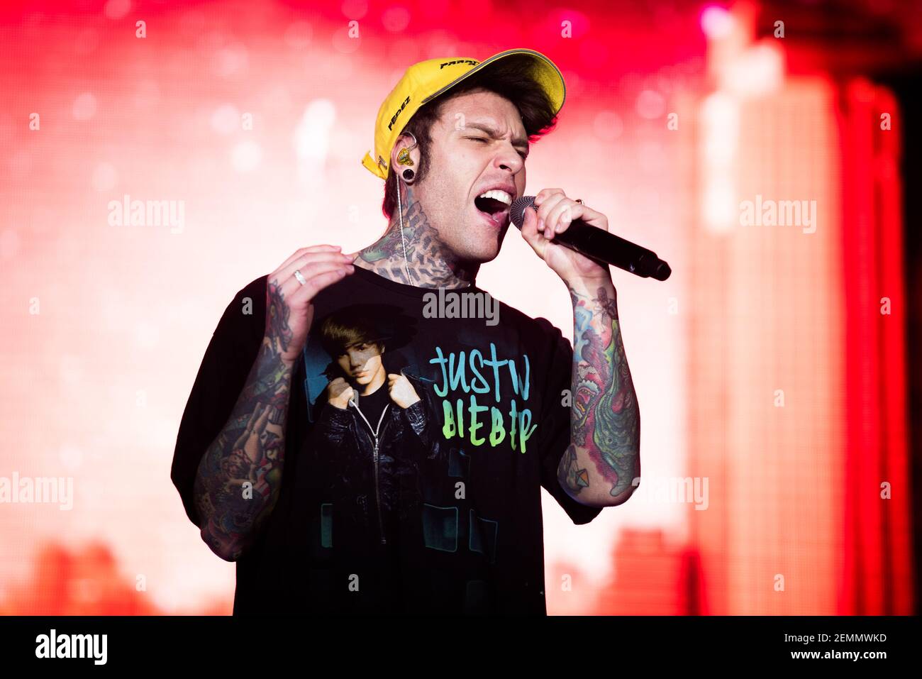 The Italian rapper Federico Leonardo Lucia known as Fedez performing ...