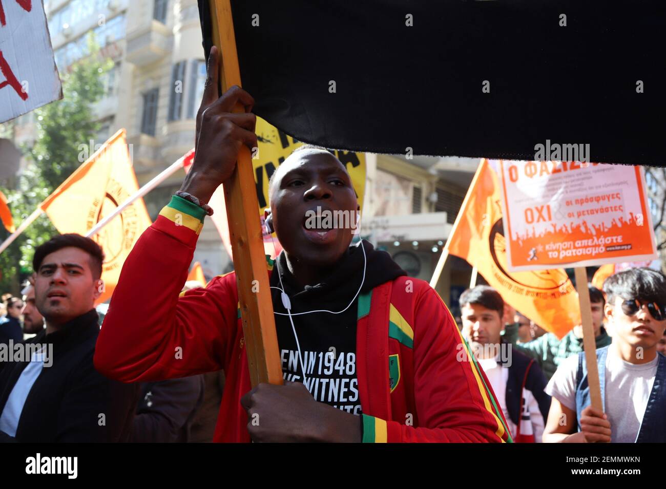 Refugees, immigrants and their supporters demonstrate in Athens, Greece ...