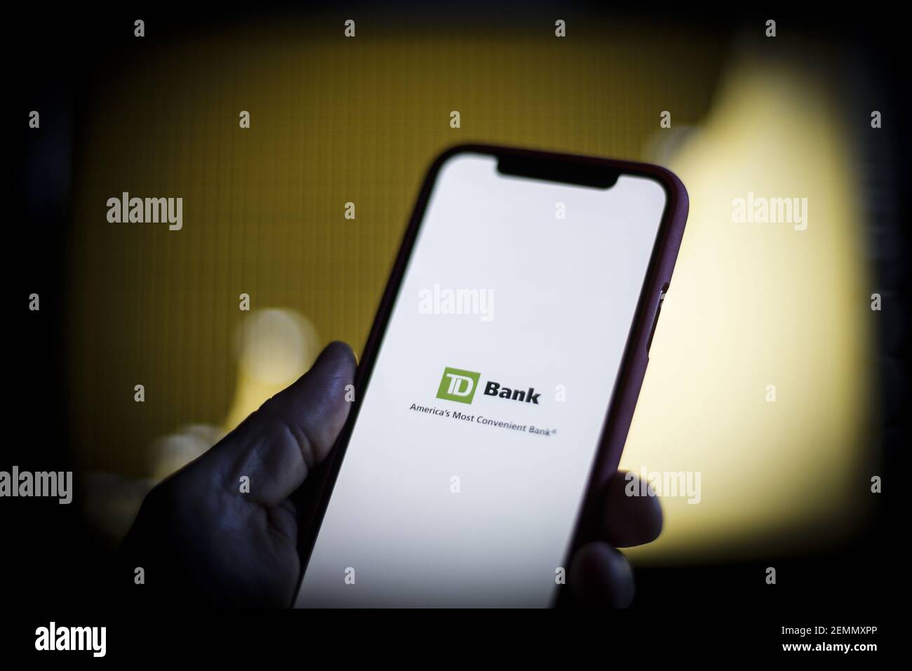 The TD Bank logo is seen on a mobile device in this photo illustration ...
