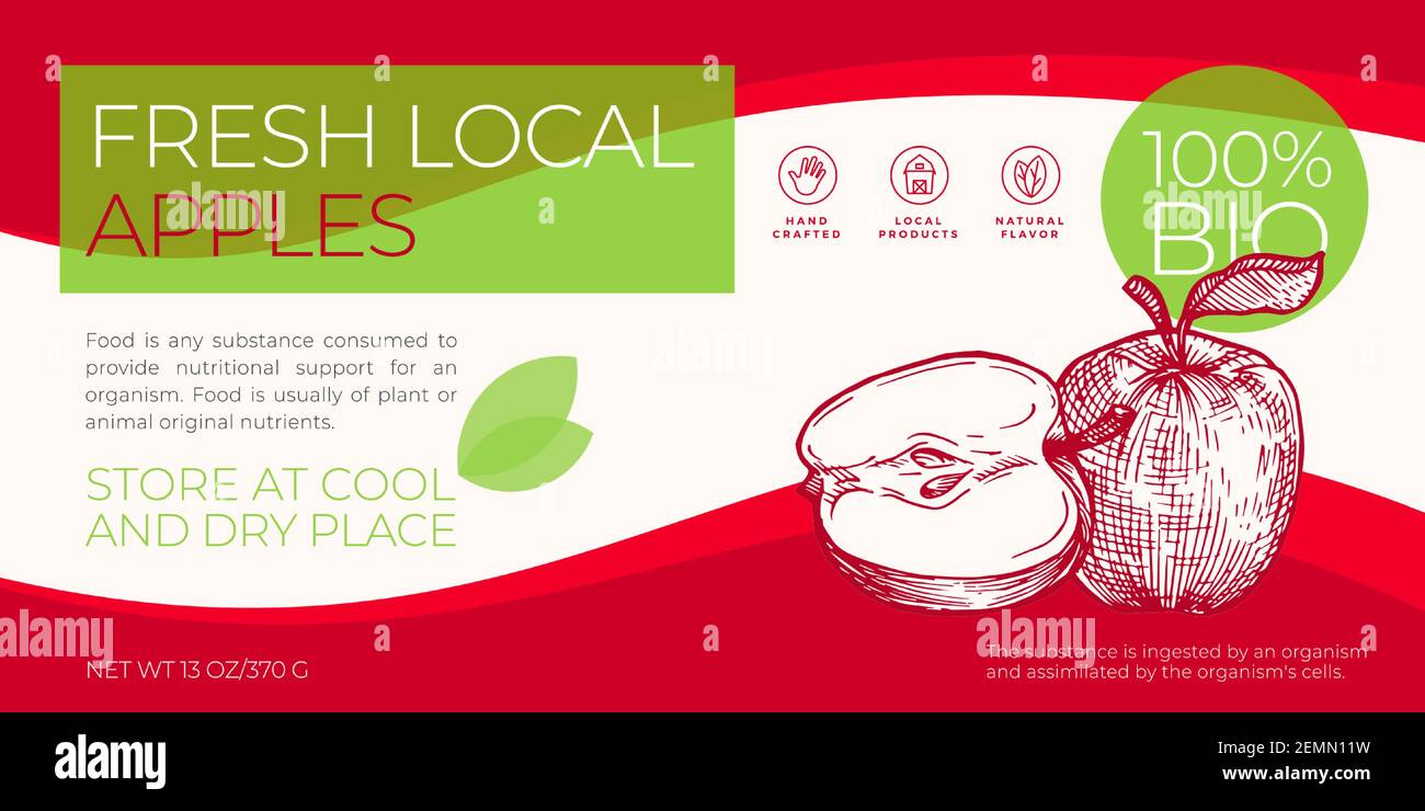 Fresh Local Fruits Label Template. Abstract Vector Packaging Horizontal ...
