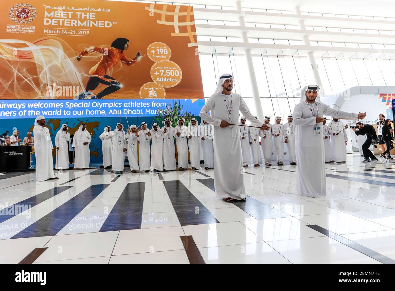 Arab men perform al Ayala dance during Special Olympics World Games in ...