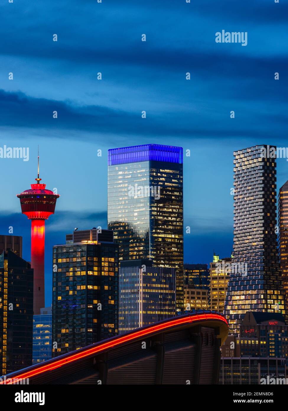 Calgary Downtown Night sky Stock Photo - Alamy